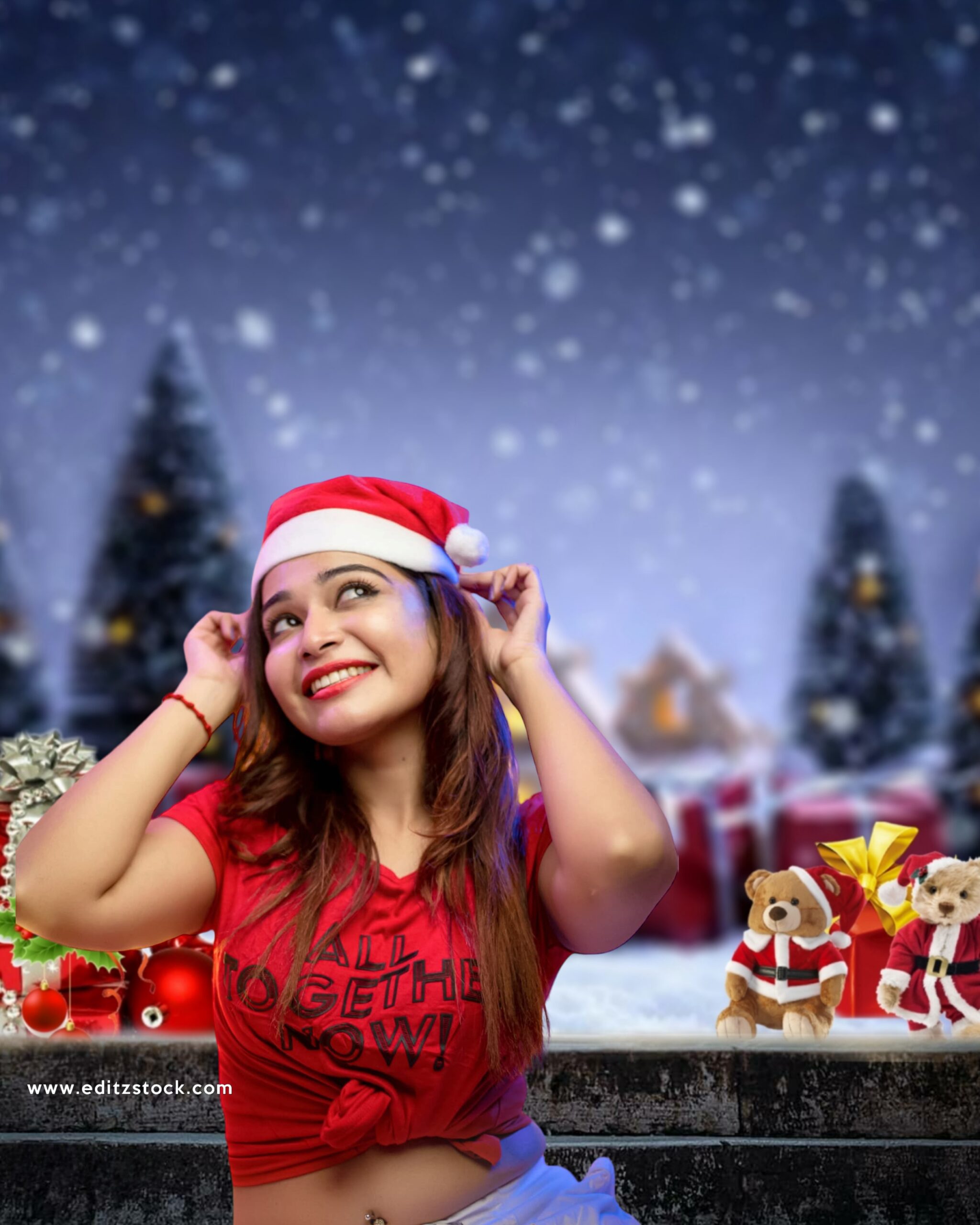 Christmas girl editing background Free