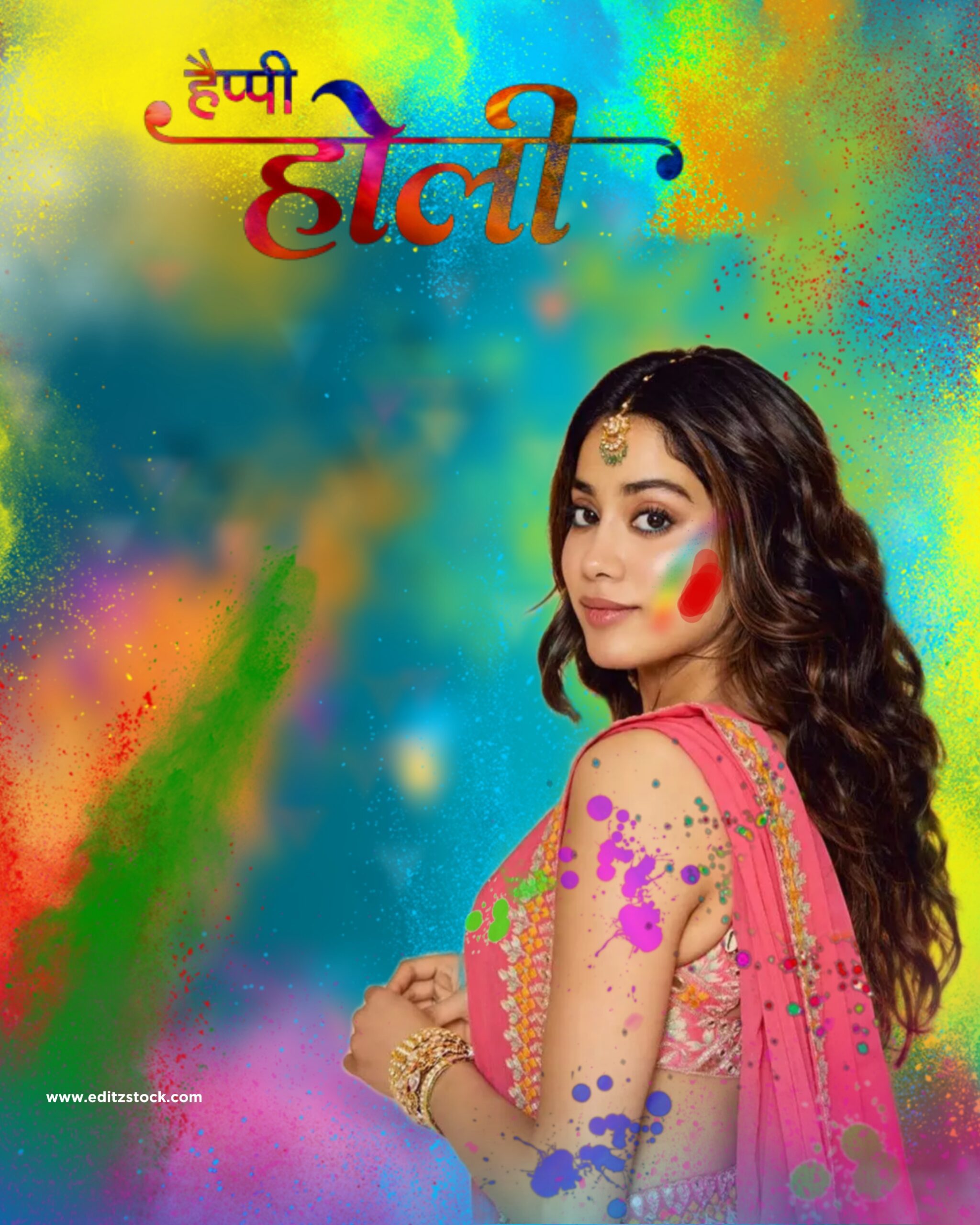 Happy Holi Best Hd Background Girl Janvhi
