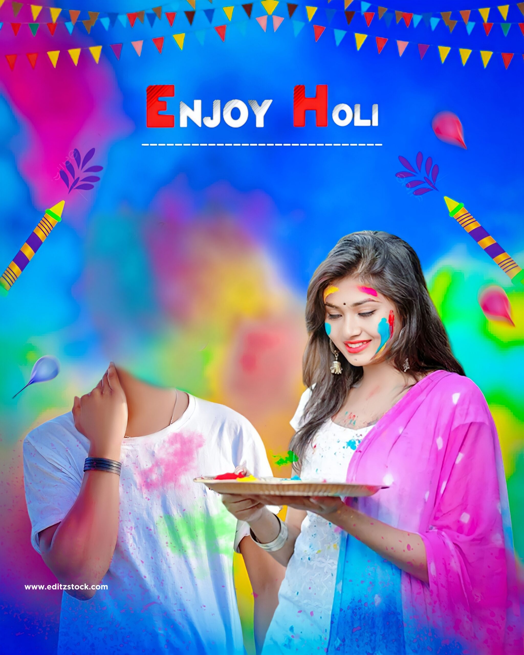 Holi Enjoy Face Cut Background Download