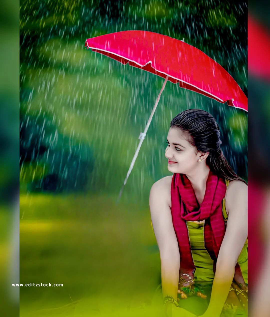 Girl in rain full hd cb editing background
